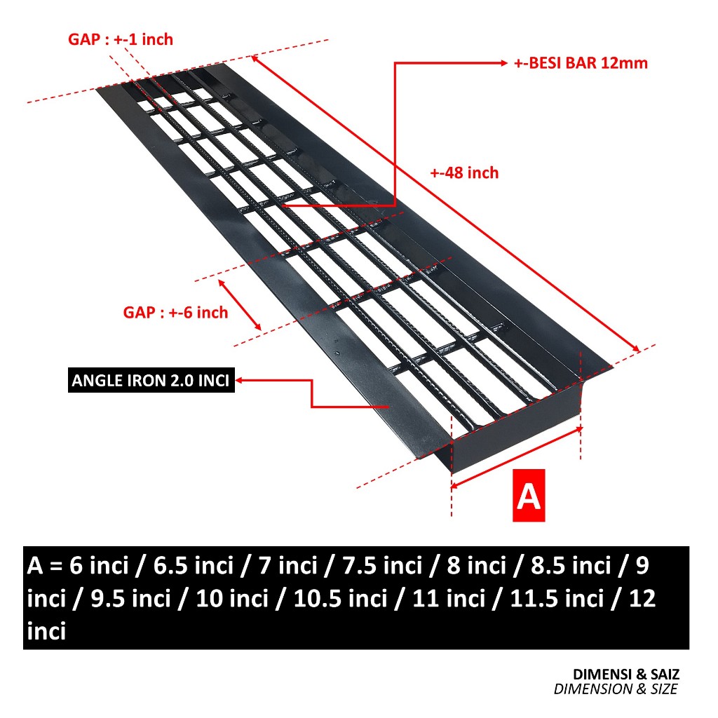 Drain Cover (Heavy Duty) Penutup Longkang Besi Longkang U Support 4 ...