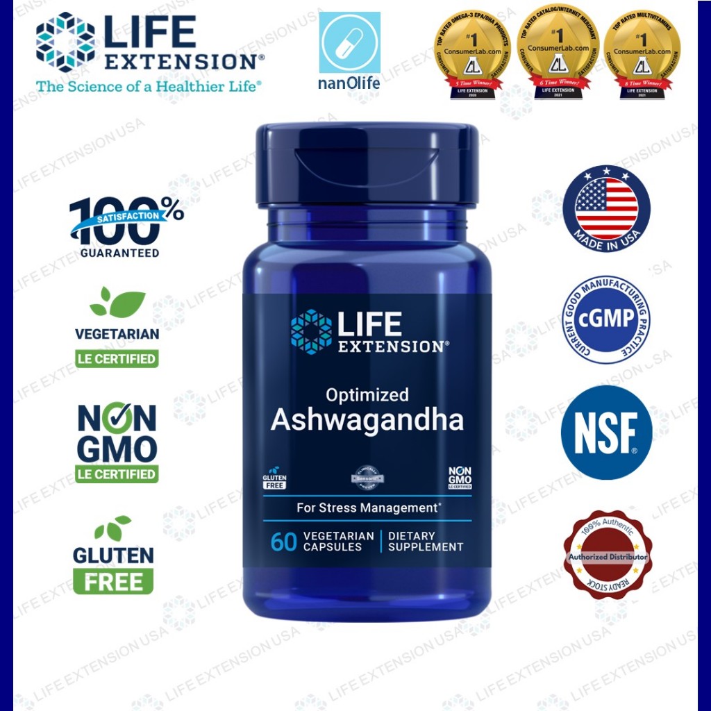 [Life Extension] Optimized Ashwagandha, EXP:08/26, 60 vegetarian ...