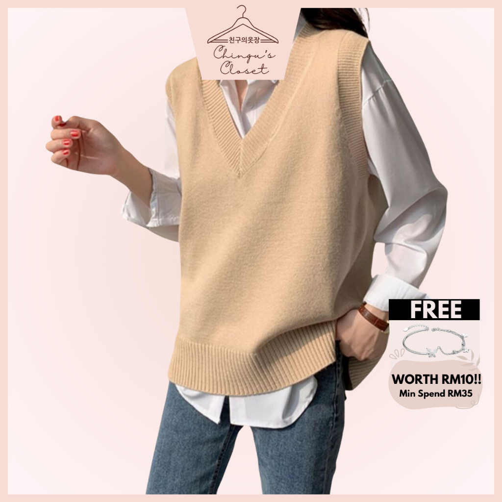 [KOREAN] [CC] Women Knit Vest Knitwear Vest Women Knitted Women Vest ...