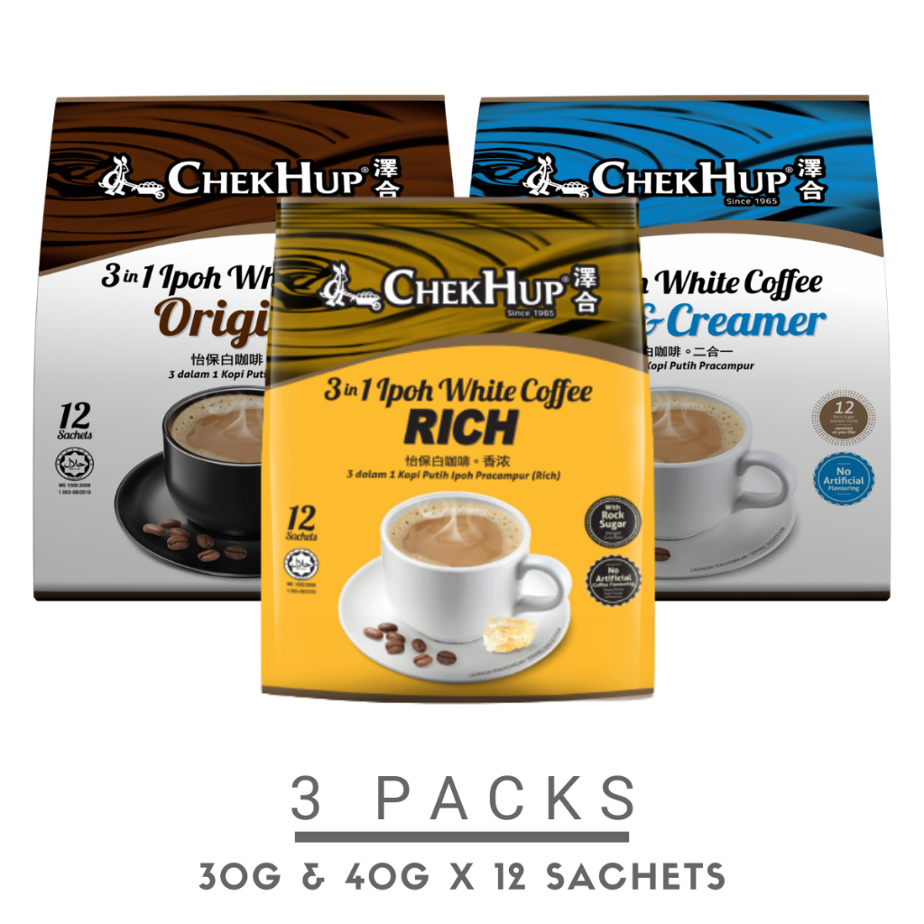 Chek Hup Ipoh White Coffee 3 IN 1 ORIGINAL/ 2 IN 1 COFFEE & CREAMER/ 3 ...