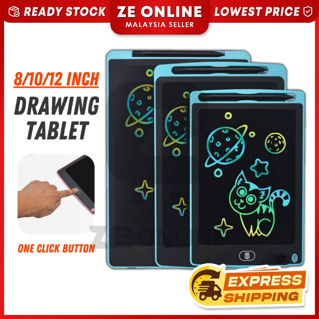 8.5/10/12 Inch LCD Writing Tablet Digital Drawing Graphics Handwriting ...