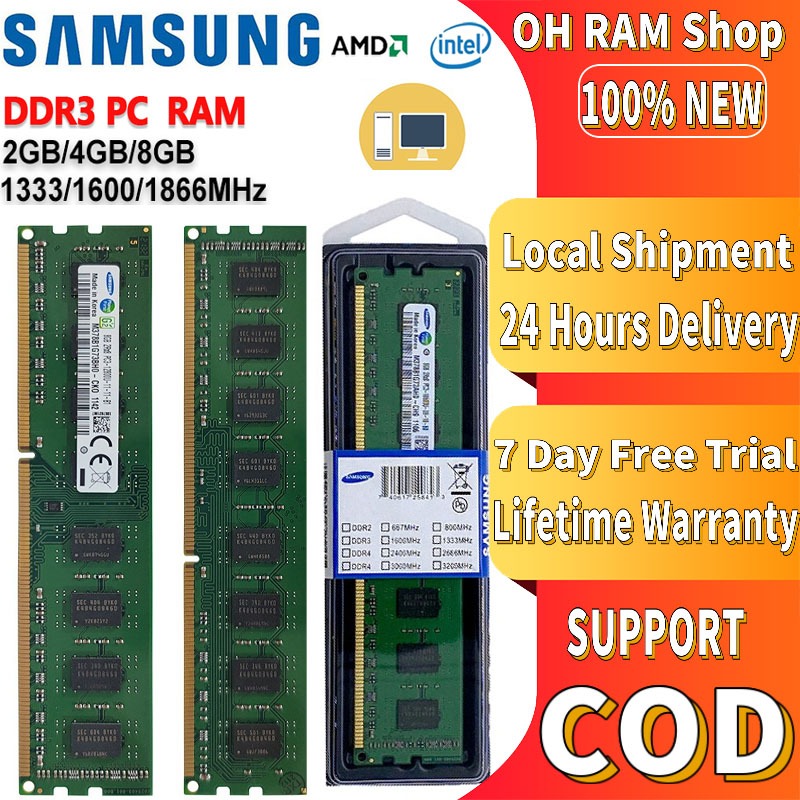 Samsung DDR3 DDR3L RAM Desktop 8GB 4GB 1600Mhz U-DIMM PC3-12800 240Pins ...