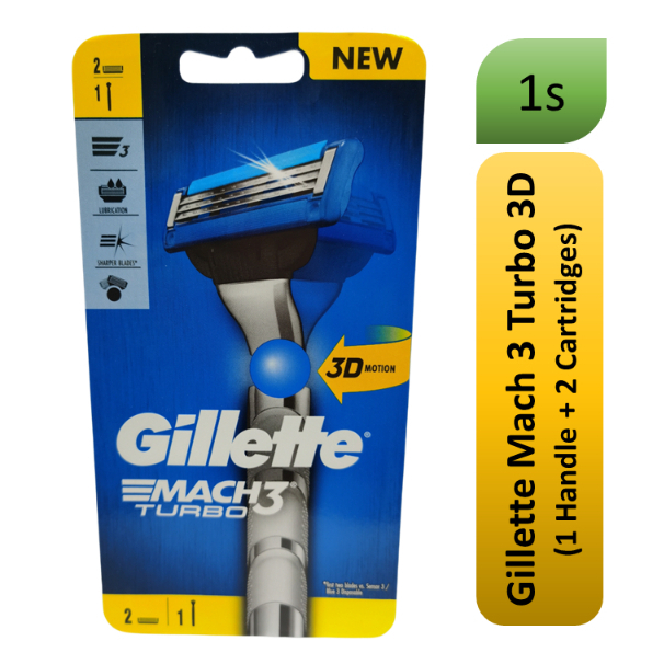 Gillette Mach 3 Turbo 3D Razor (1 handle + 2 cartridges ) | Shopee Malaysia