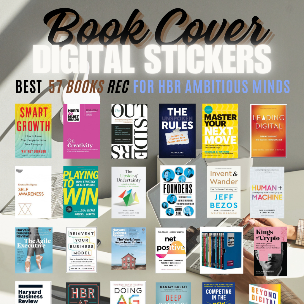 57 HBR Books Cover Digital Stickers Kit for Reading Journal, Printable ...