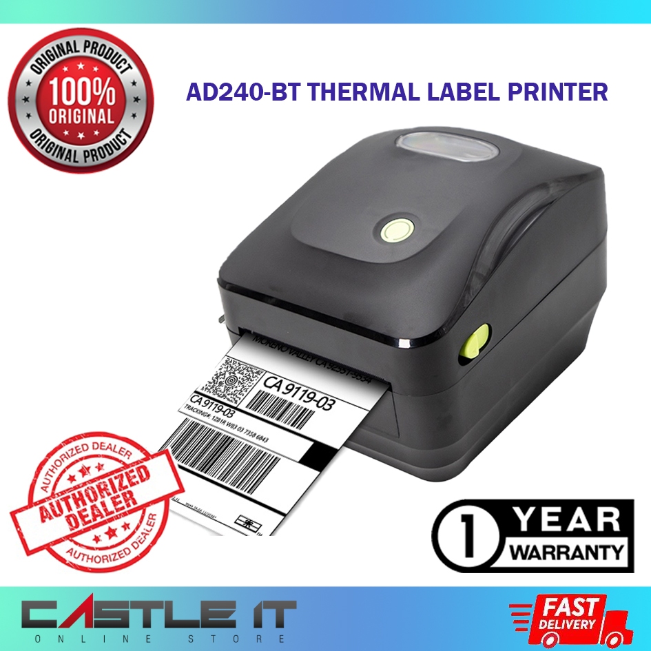 AiYin AD240-BT Thermal Label Printer Bluetooth Barcode Shipping Courier ...