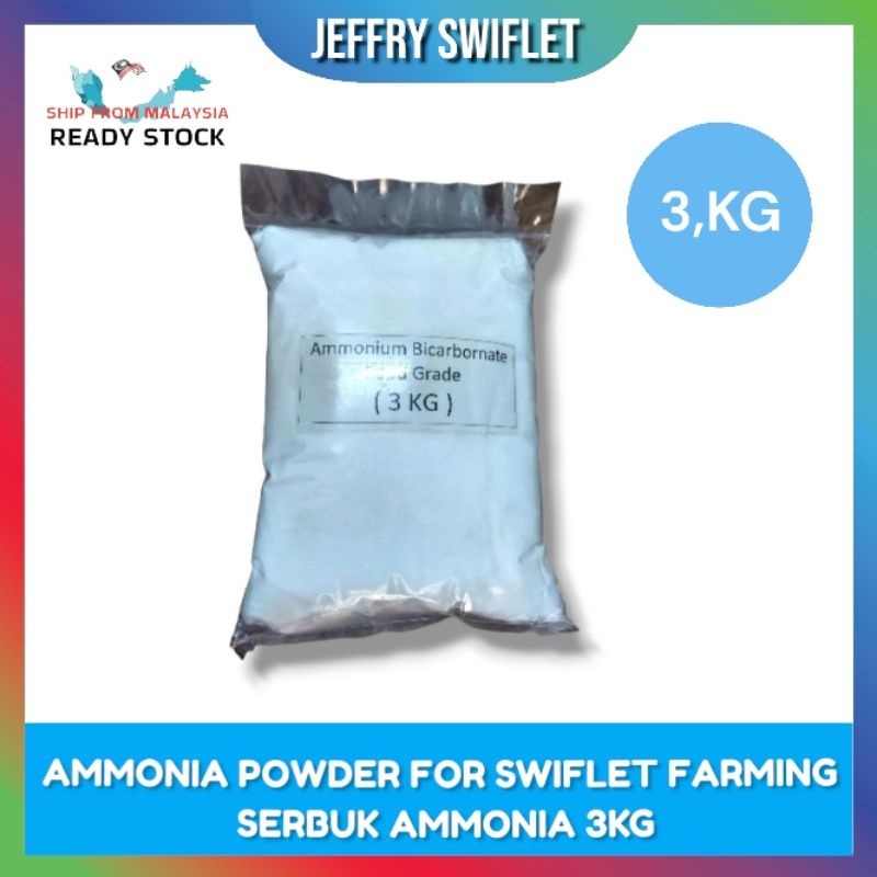 Ammonia Serbuk Food Grade 3kg Khas Untuk Rumah Burung Walit/Walet ...