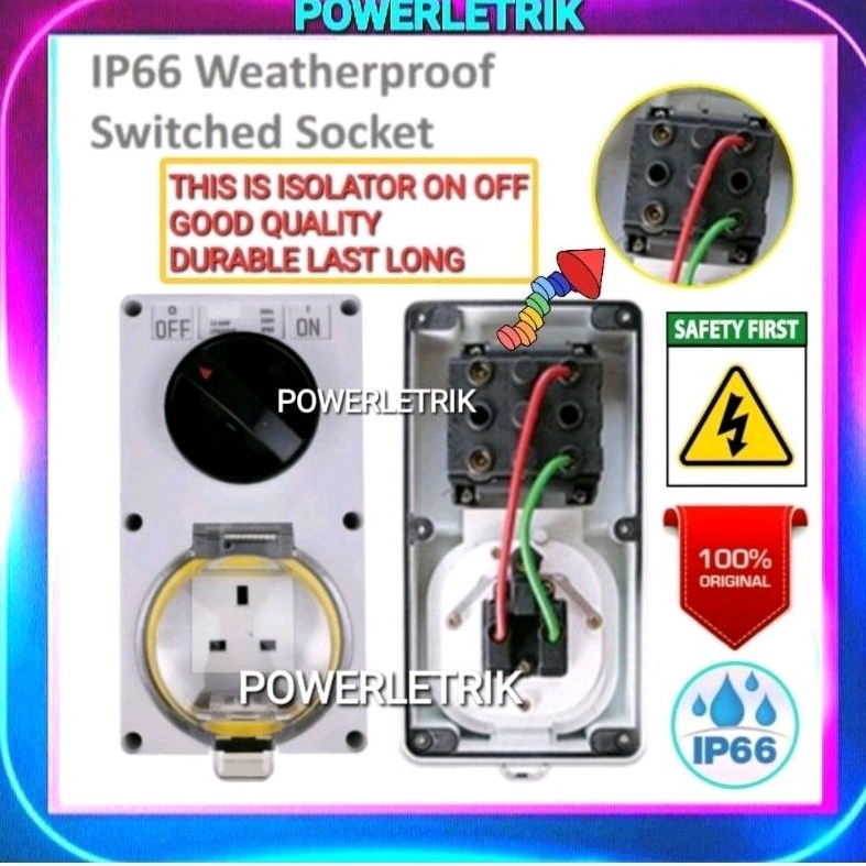 OUTDOOR IP66 13A WEATHERPROOF COMBINATION SWITCHED SOCKET / SINGLE 13A ...
