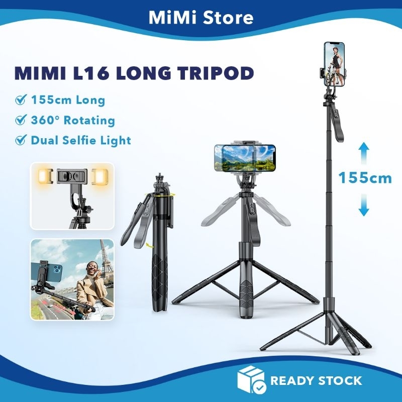 MiMi L16 155cm Wireless Selfie Stick Tripod Stand Foldable Monopod For Gopro Action Cameras ...