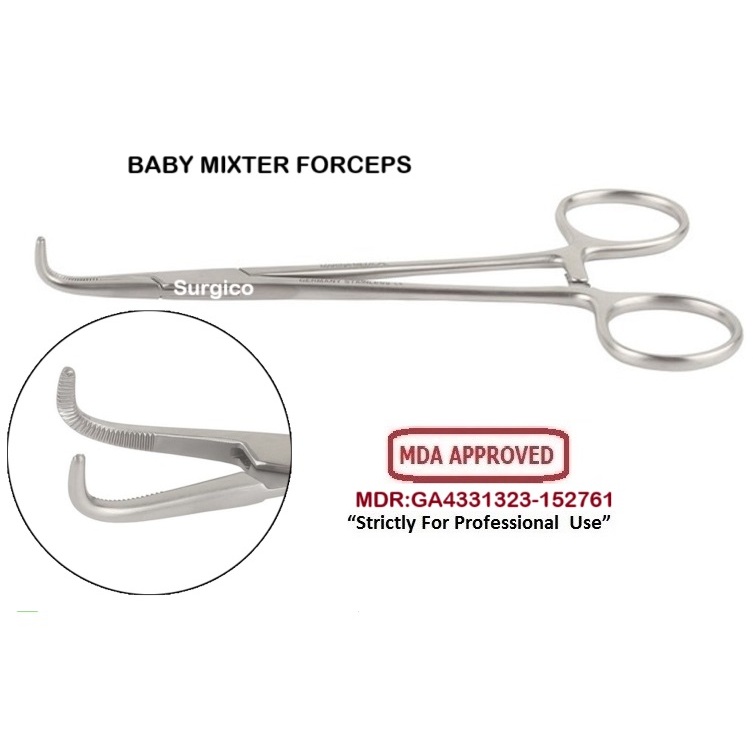 BABY MIXTER HEMOSTATIC FORCEPS, 14 CM, RIGHT ANGLE SURGICAL MEDICAL USE ...