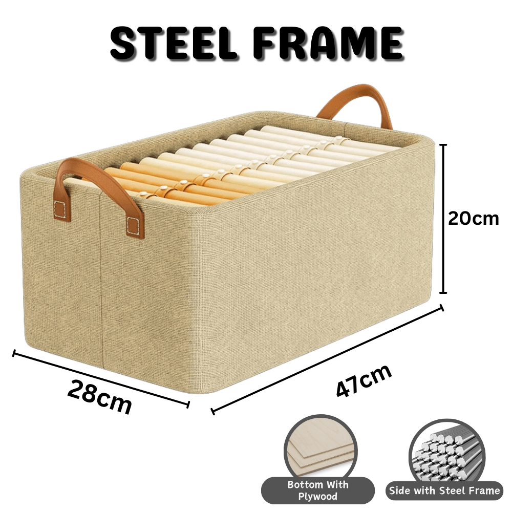 Foldable Storage Box Steel Frame Clothes Organizer Box Storage Basket ...