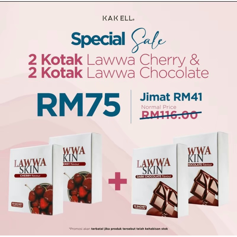 Lawwa Skin 2 Kotak Cherry 2 Kotak Dark Chocolate RM 116.00 Percuma ...
