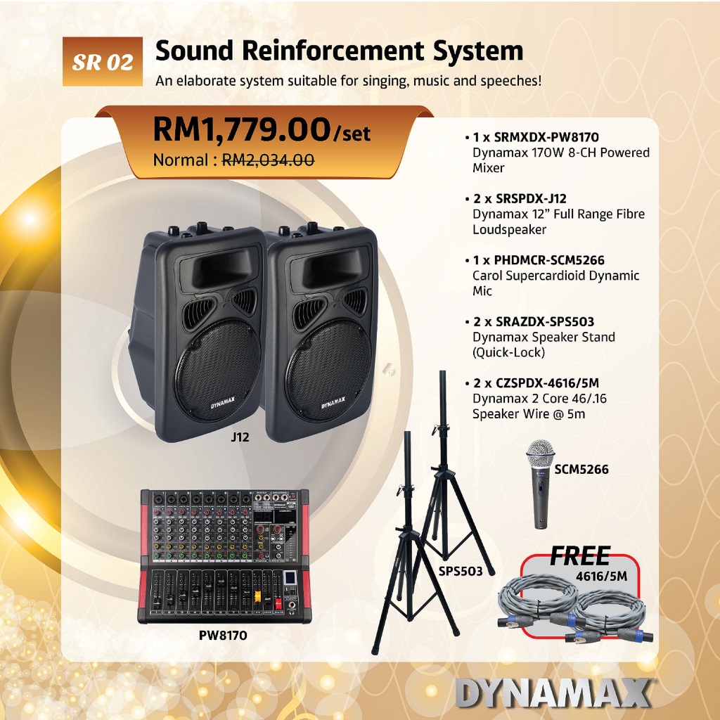 DYNAMAX Sound System set DYNAMAX PW8170 8-Channel 170W x 2 Powered ...