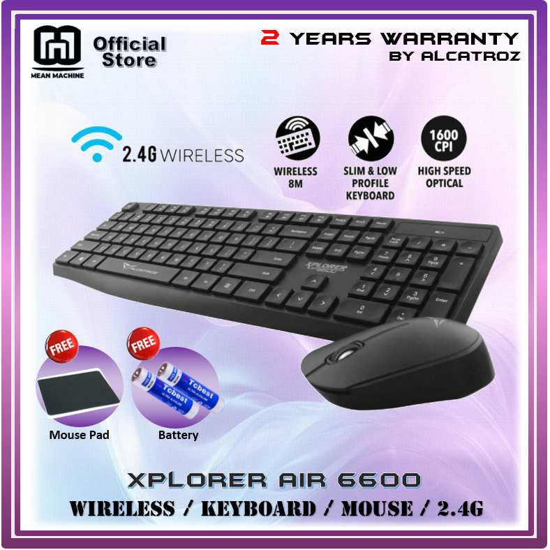 ALCATROZ XPLORER AIR 600 2.4G Wireless Black & White Keyboard Mouse 3 ...