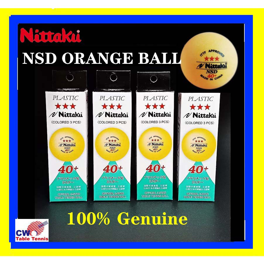 Nittaku New NSD Orange Ball 3-Star NSD 40+ Official Table Tennis Ball Bola Ping Pong Orange ...