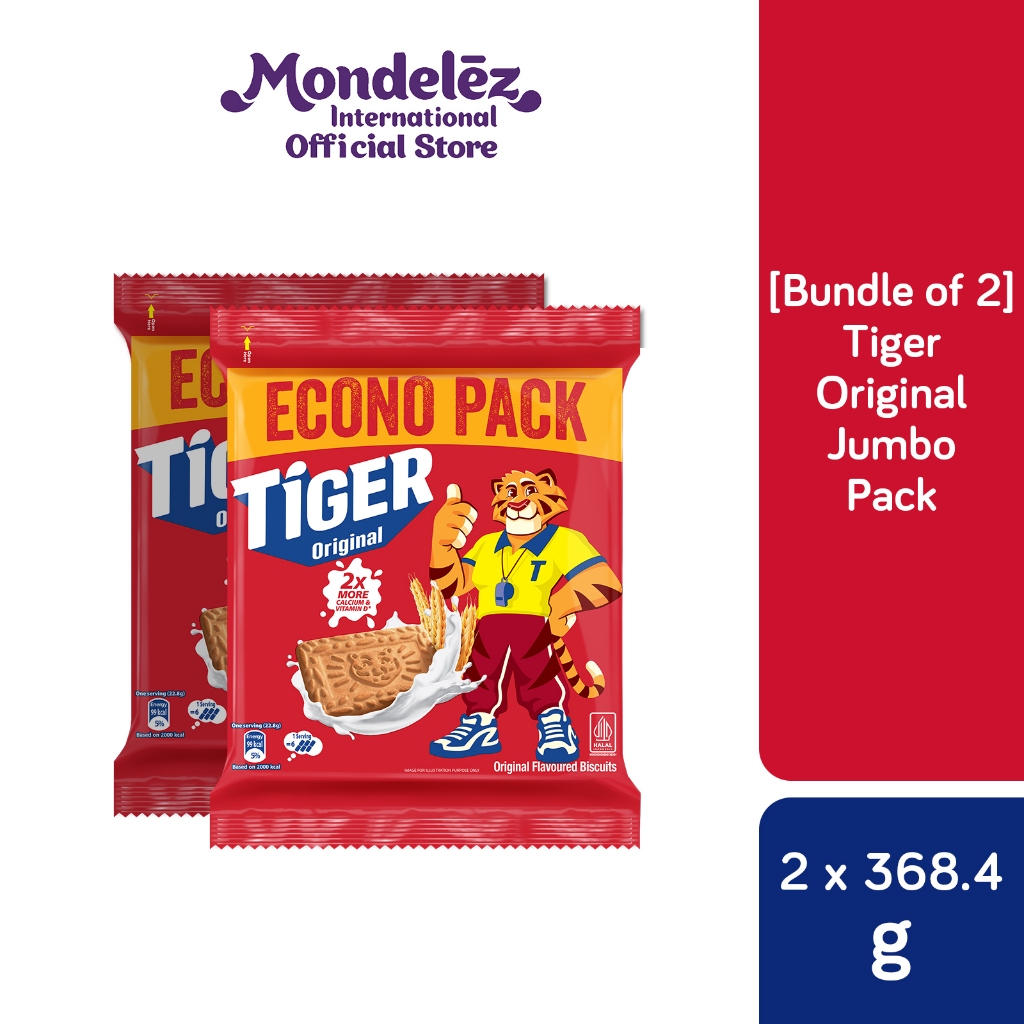 Tiger Plain Sweet Biscuits Jumbo - Original/Chocolate (364.8g x 2 ...