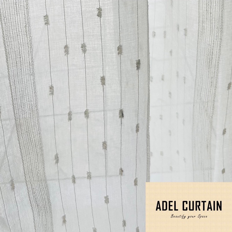 ADEL POM POM STRIPE Kain Langsir Sheer Jalur Putih Bidang Besar 110 ...