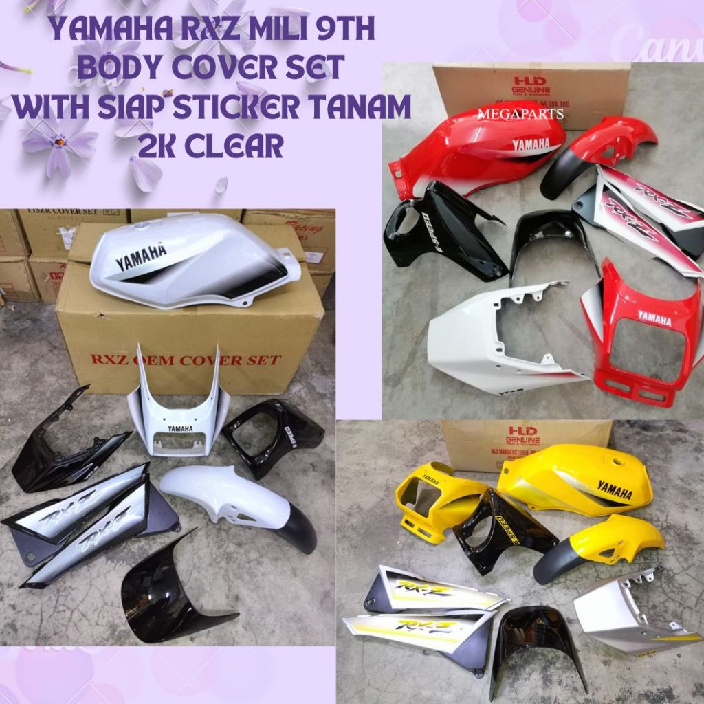 RXZ MILI (9TH) YAMAHA BODY COVER SET WITH FUEL TANK SIAP STICKER TANAM ...