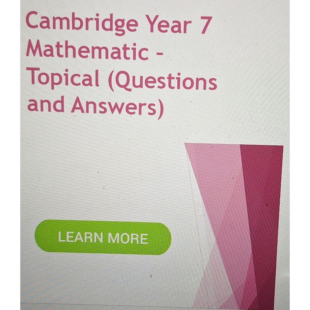 Cambridge Year 7 Math Topical Q&A | Shopee Malaysia