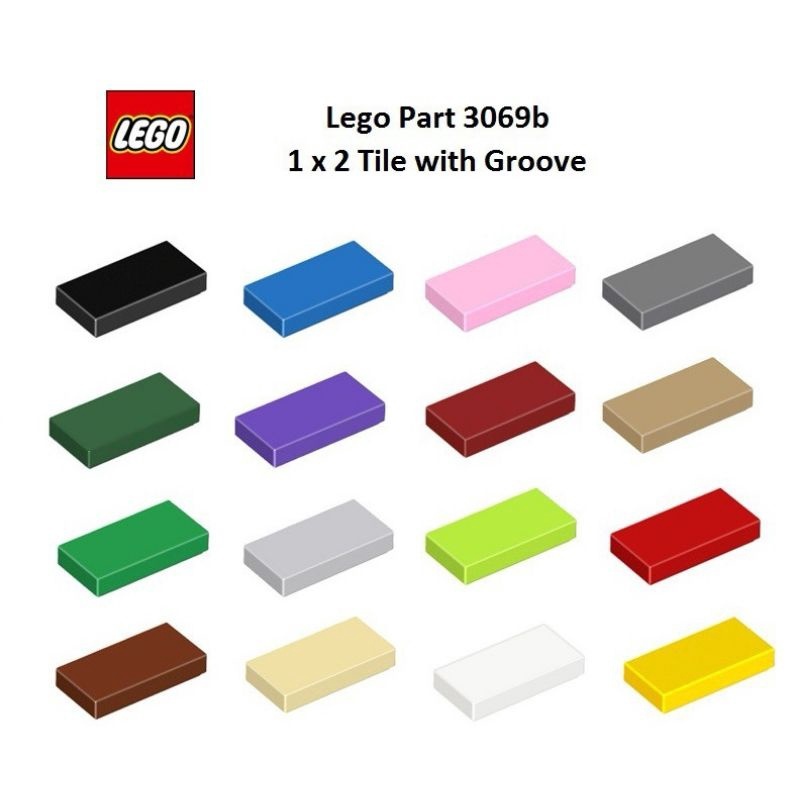 LEGO parts 3069 3069b Tile 1 x 2 with Groove (Genuine & Used) | Shopee ...
