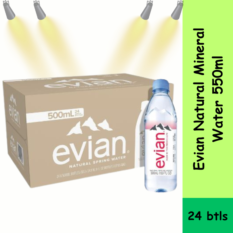 Evian Natural Mineral Water 500ml x 24 Bottles (1 carton) - Pristine ...