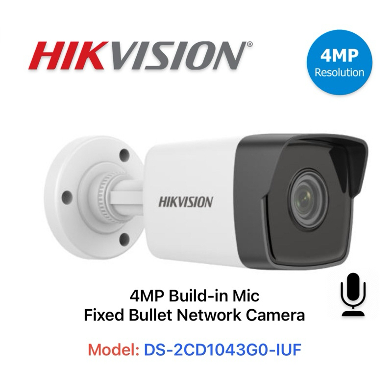HIKVISION 4MP DS-2CD1043G0-IUF 4MP Build-in Mic Fixed Bullet Network ...