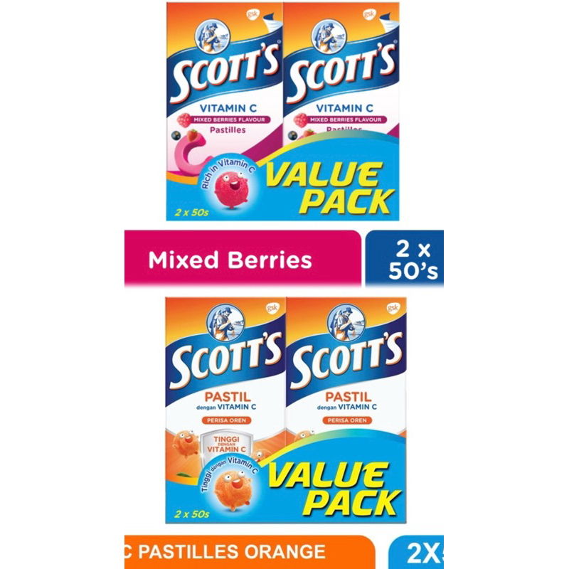 Scott’s Vitamin C Pastilles Oren/Mixed Berries (2 x 50's) | Shopee Malaysia