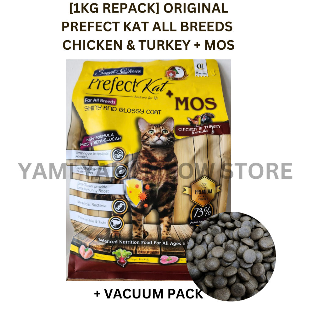 [1KG REPACK] PREFECT KAT ALL BREEDS CHICKEN & TURKEY FLAVOR | SHINY ...
