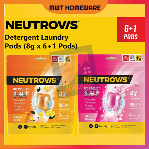 Neutrovis 3-IN-1 Biodegradable Concentrated Detergent Laundry Pods (8g ...