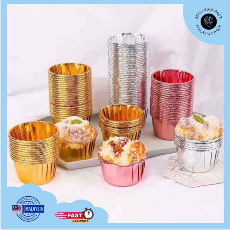 aluminium foil baking cupcake muffin cup/bekas kek cawan | Shopee Malaysia