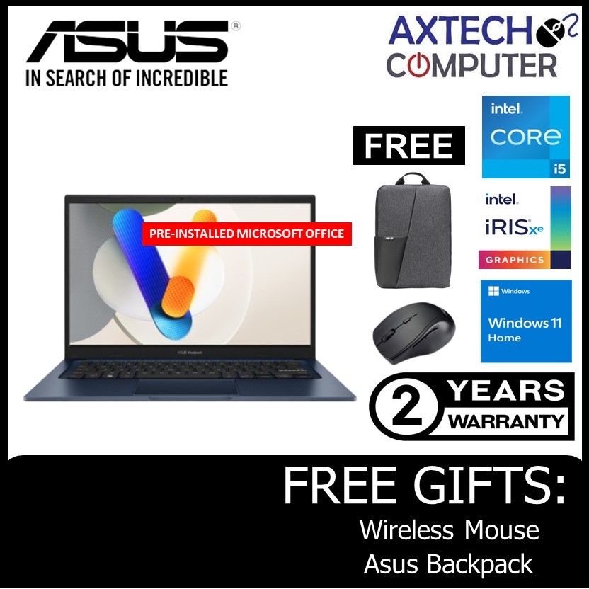 Asus VivoBook 14 A1404V-AAM168WS 14'' FHD Laptop Silver ( I5-1335U, 8GB ...