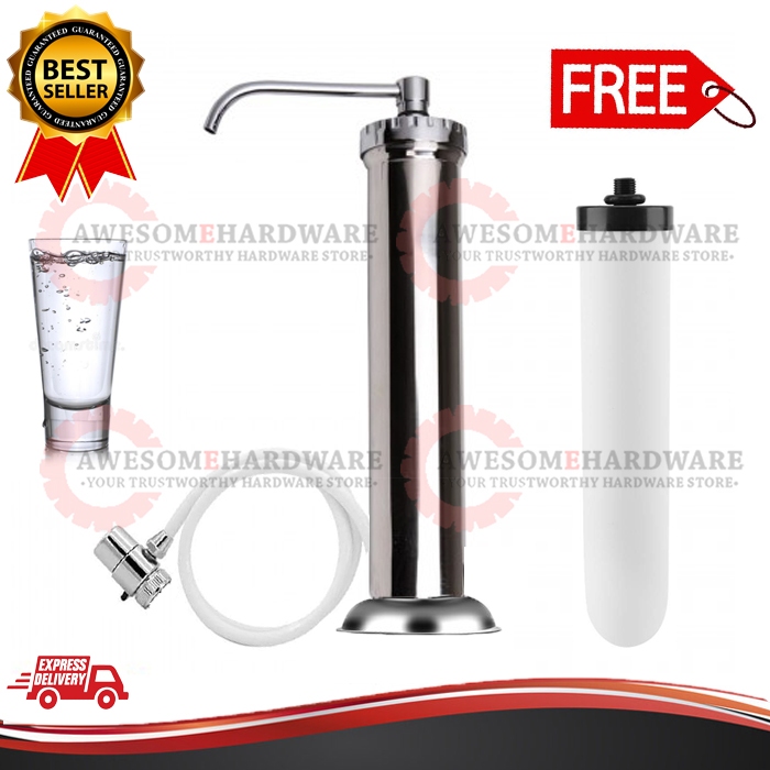 (TABLE TOP) SUPER THIN STAINLESS STEEL CERAMIC WATER FILTER SET TO ...