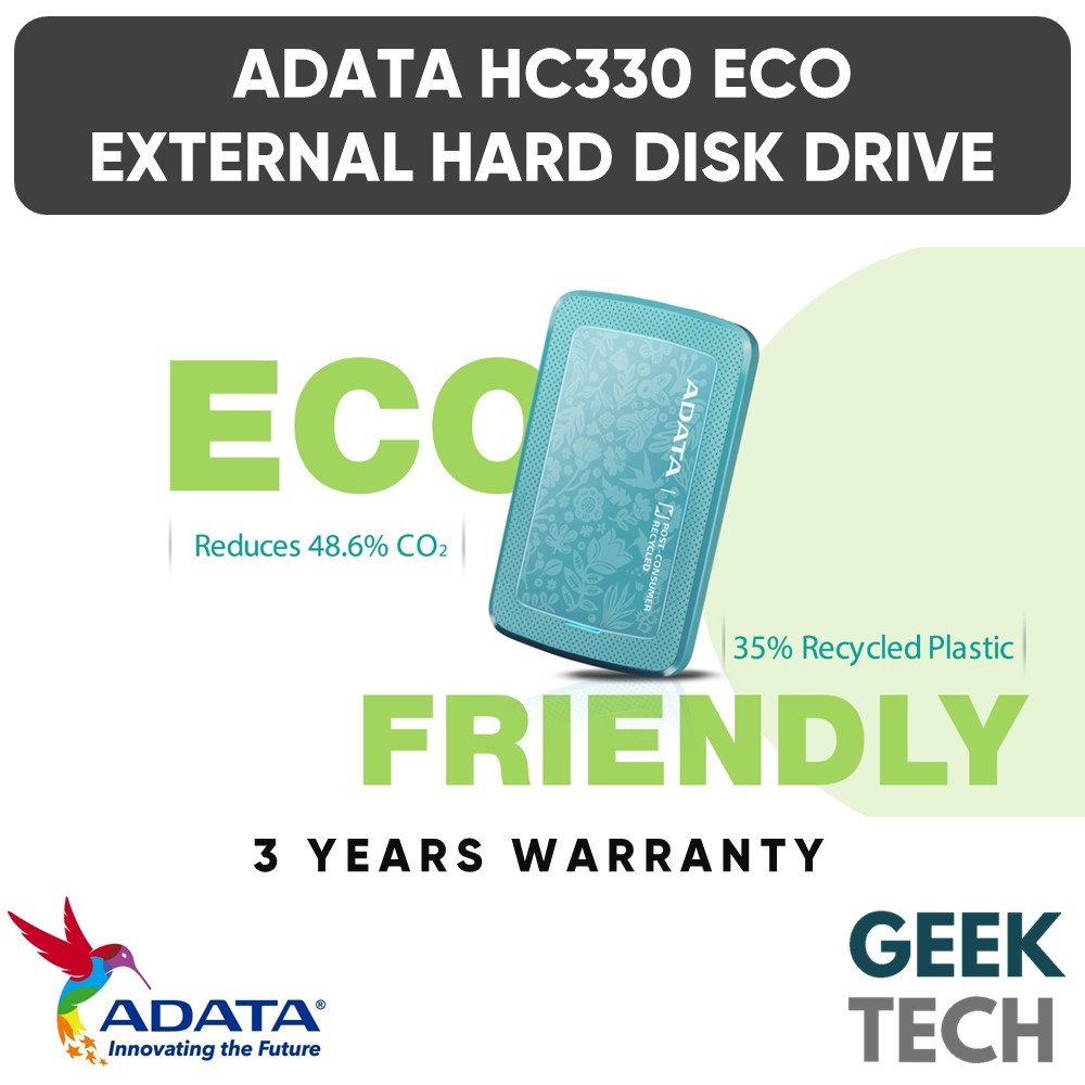 ADATA HC300 Eco USB 3.2 External Hard Disk Drive Portable HDD External HDD 1TB/2TB | Shopee Malaysia