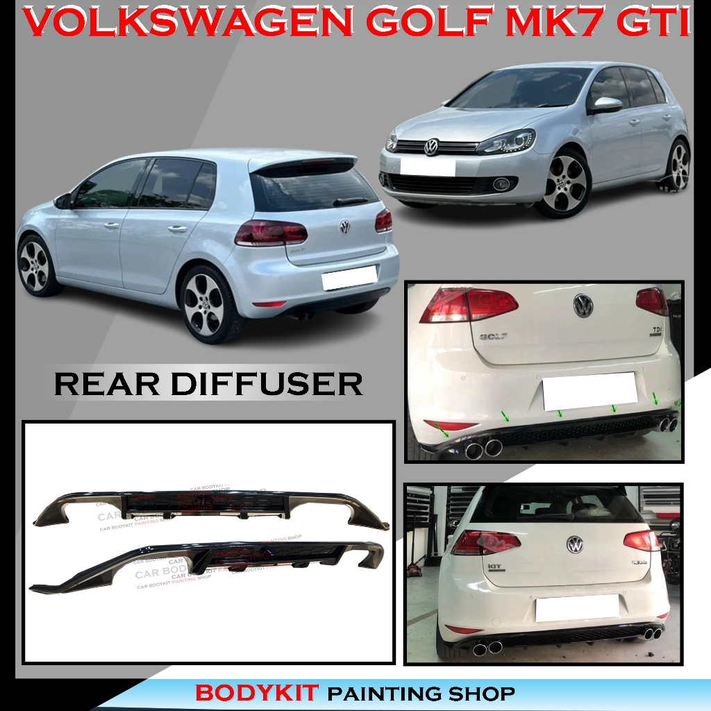 VOLKSWAGEN GOLF 7 MK7 GTI REAR BUMPER DIFFUSER LIP QUAD EXHAUST WITH ...
