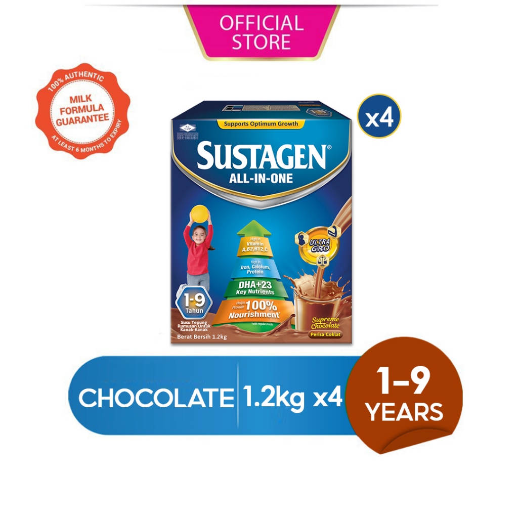 Sustagen All-In-One - Chocolate Susu Milk Formula Powder (1.2kg x 4 ...