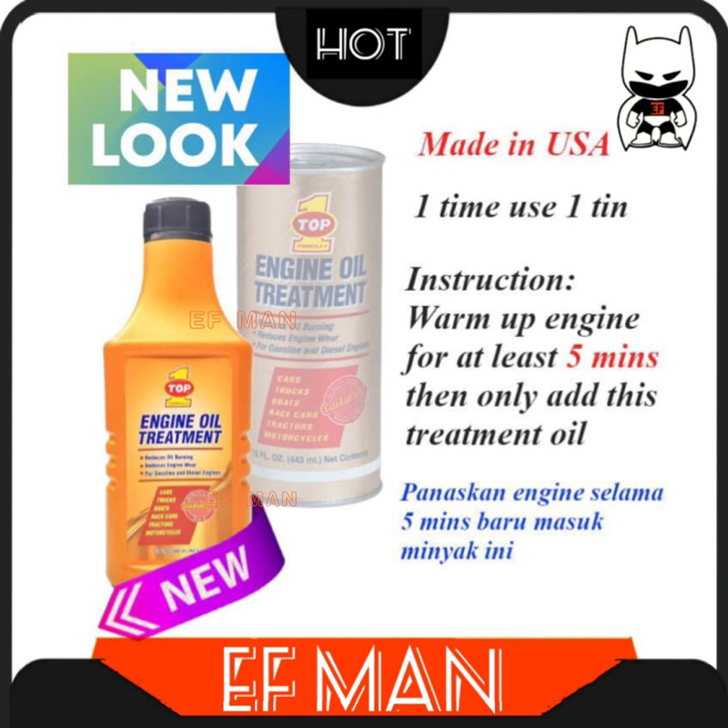USA TOP 1 ONE ENGINE OIL TREATMENT 443ML GASOLINE DIESEL CAR MOTOR ...