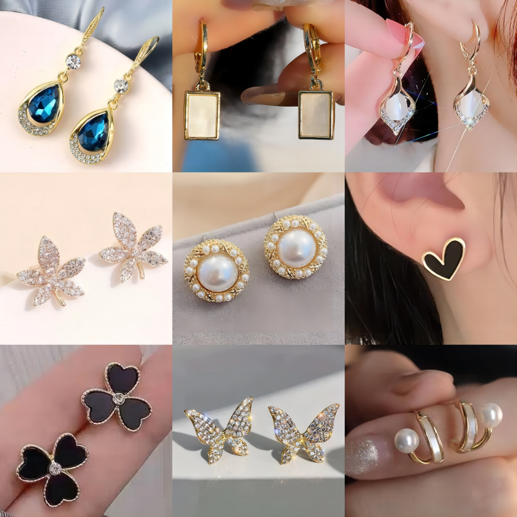 🇲🇾 🎁READY STOCK 🎁Cantik Silver Earrings 925 Korean Style anting-anting ...