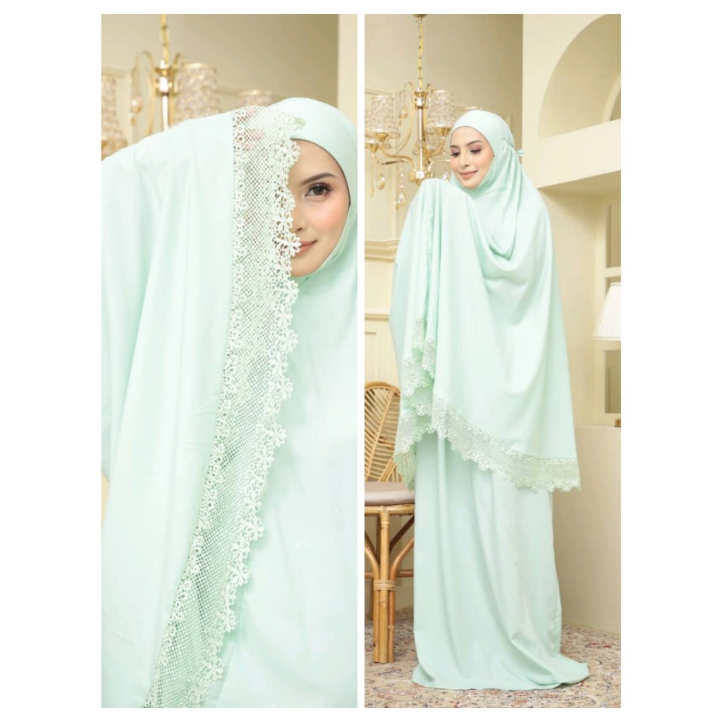 [ON SALE] CORAK BARU, COTTON LACE TELEKUNG, FREE SIZE, READY STOCK ...