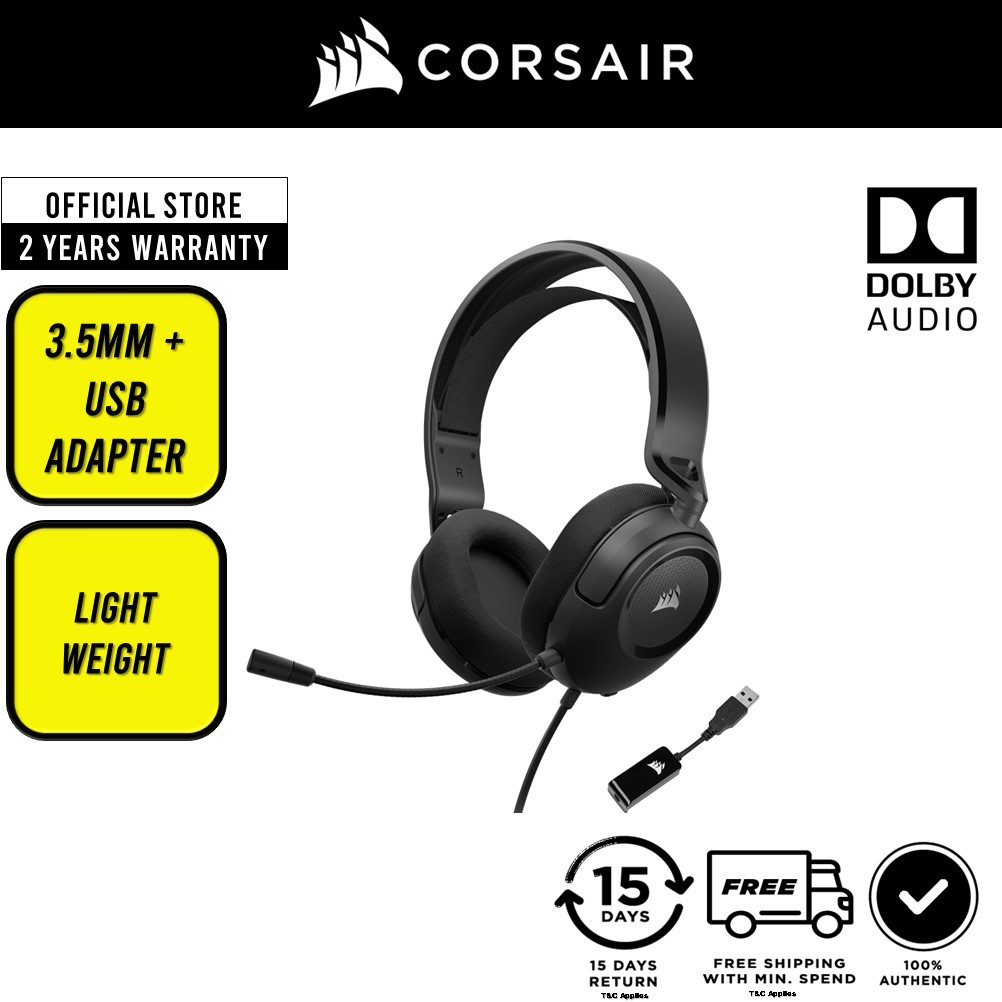 Corsair HS35 Surround v2 Analog Gaming Headset with USB Adapter for PC ...