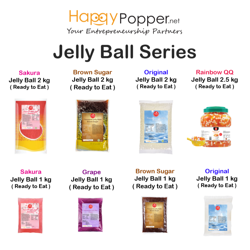 HAPPYPOPPER Jelly Ball Rainbow Brown Sugar Original Sakura Grape 1Kg ...