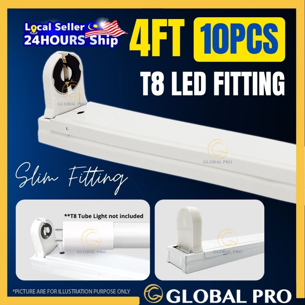 10PCS T8 4 Feet LED Tube Fitting LED Single Casing Slim Design T8 Tubes Fluorescent Casing ...