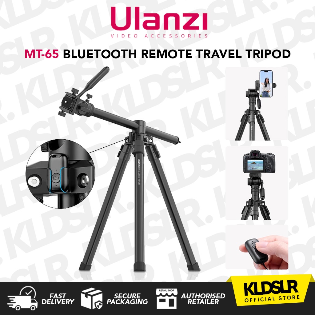 Ulanzi MT-65 Portable Travel Video Tripod with Bluetooth Remote Control 3336 for Camera DSLR ...