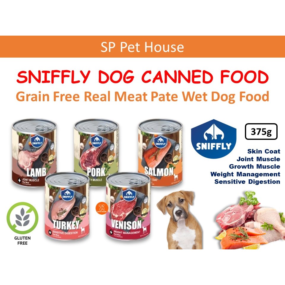 Sniffly Grain Free Dog Canned Food 375g - Real Meat Pate Dog Wet Food ...
