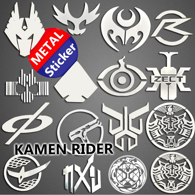 Silver Metal Sticker Kamen Rider Logo Icon "K-Z" Kabuto Kiva KRC Kuuga ...