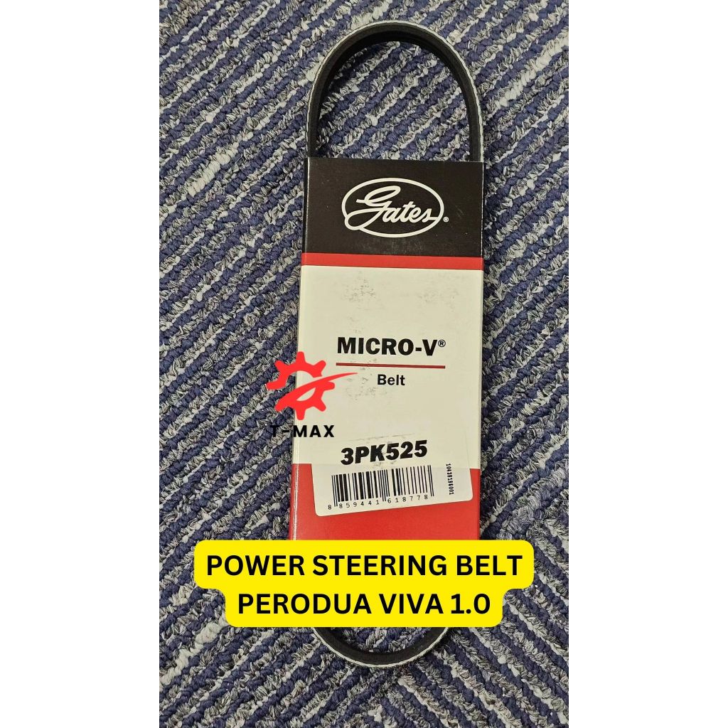 ( GATES ORIGINAL) PERODUA VIVA 1.0 POWER STEERING BELT - 3PK525 MICRO V ...