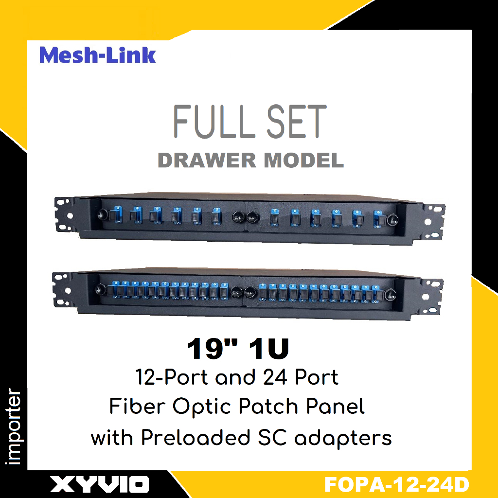 MESH-LINK 12 / 24 Port SC Drawer Type Rackmount Fiber Termination Patch ...