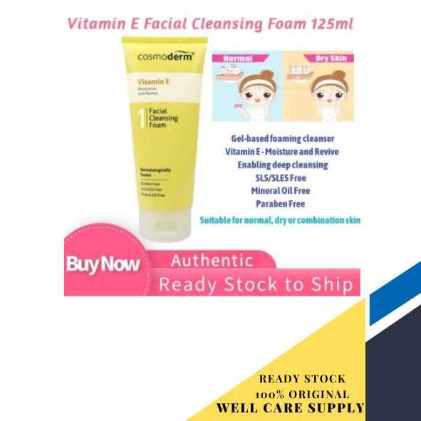 Cosmoderm Vitamin E Facial Foam Cleanser Pencuci Muka untuk Kulit ...