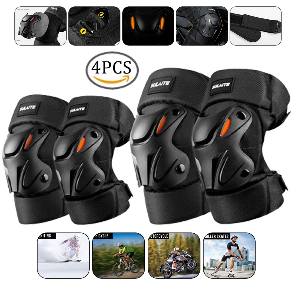 4PCS Motorcycle Knee and Elbow Pads Riding Protective Gear EVA Foam ...