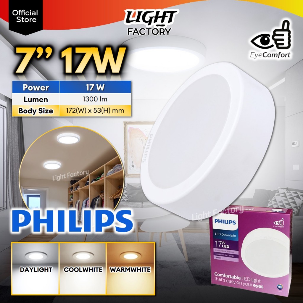 PHILIPS MESON Surface Downlight 7" 17W | 9" 24W LED Surface Mounted ...