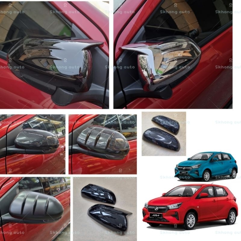 perodua axia 2023-2025+ new car side mirror cover glossy black ...