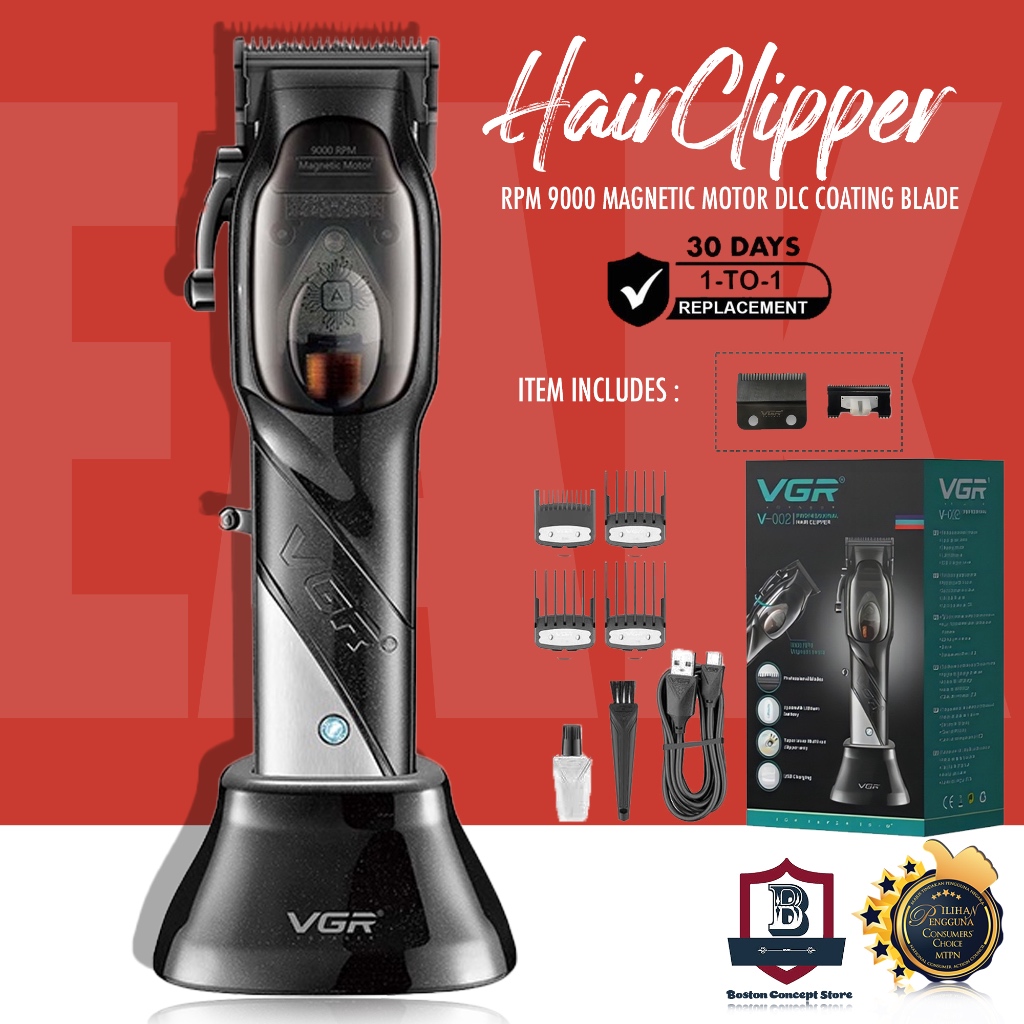 VGR Professional Hair Clipper Hair Trimmer RPM 9000 Magnetic Motor DLC Coating Blade Lithium ...